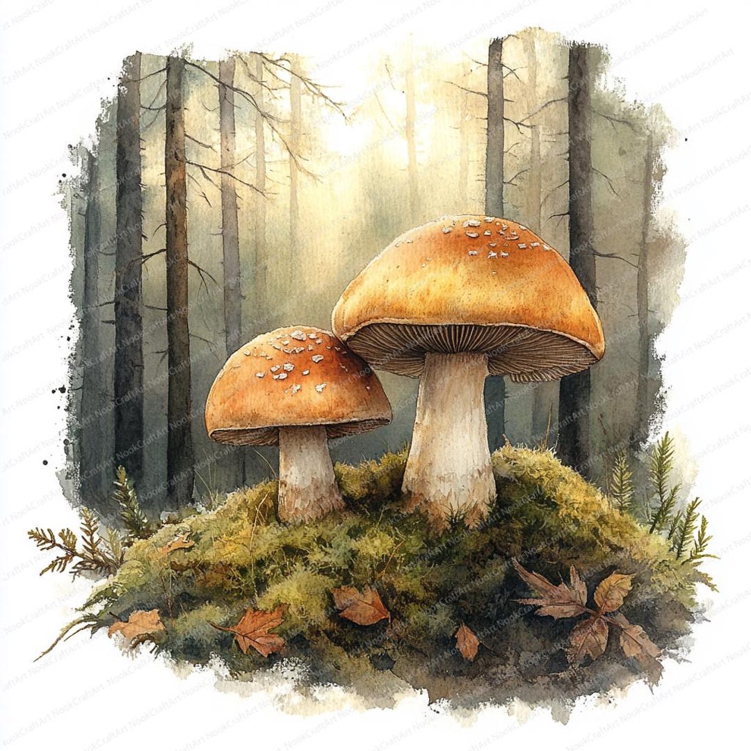 20 Forest Mushroom Clipart | Woodland Fungi Illustration Pack ...