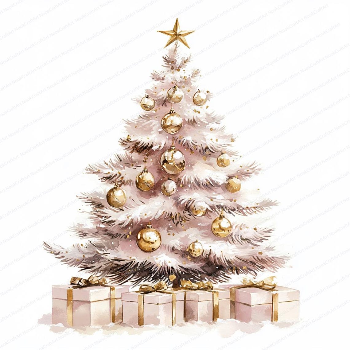 20 Pink Christmas Tree Clipart | Whimsical Holiday Decor | Printable ...