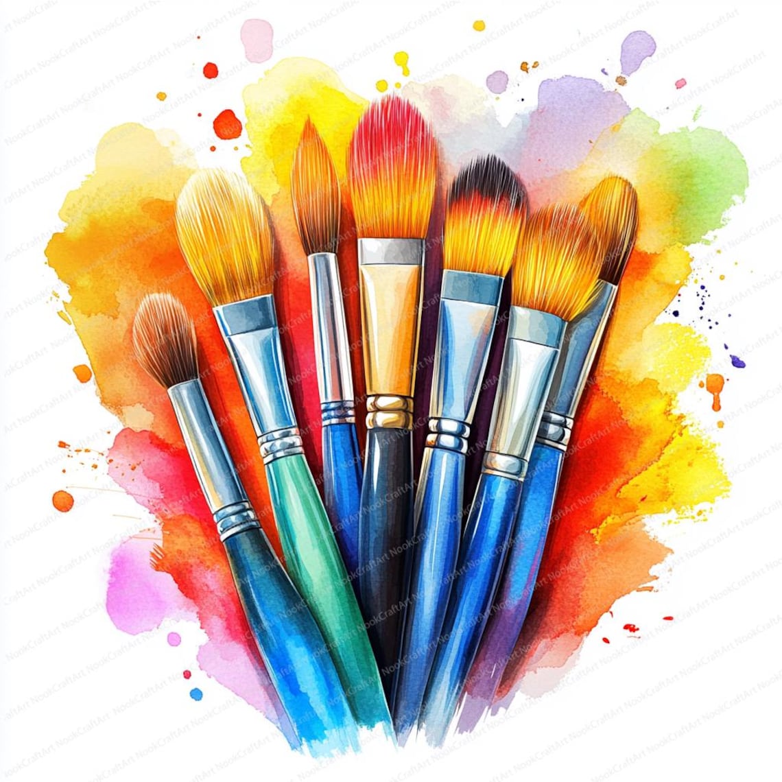 20 Paint Brushes Clipart | Watercolor Painting Supplies Images ...