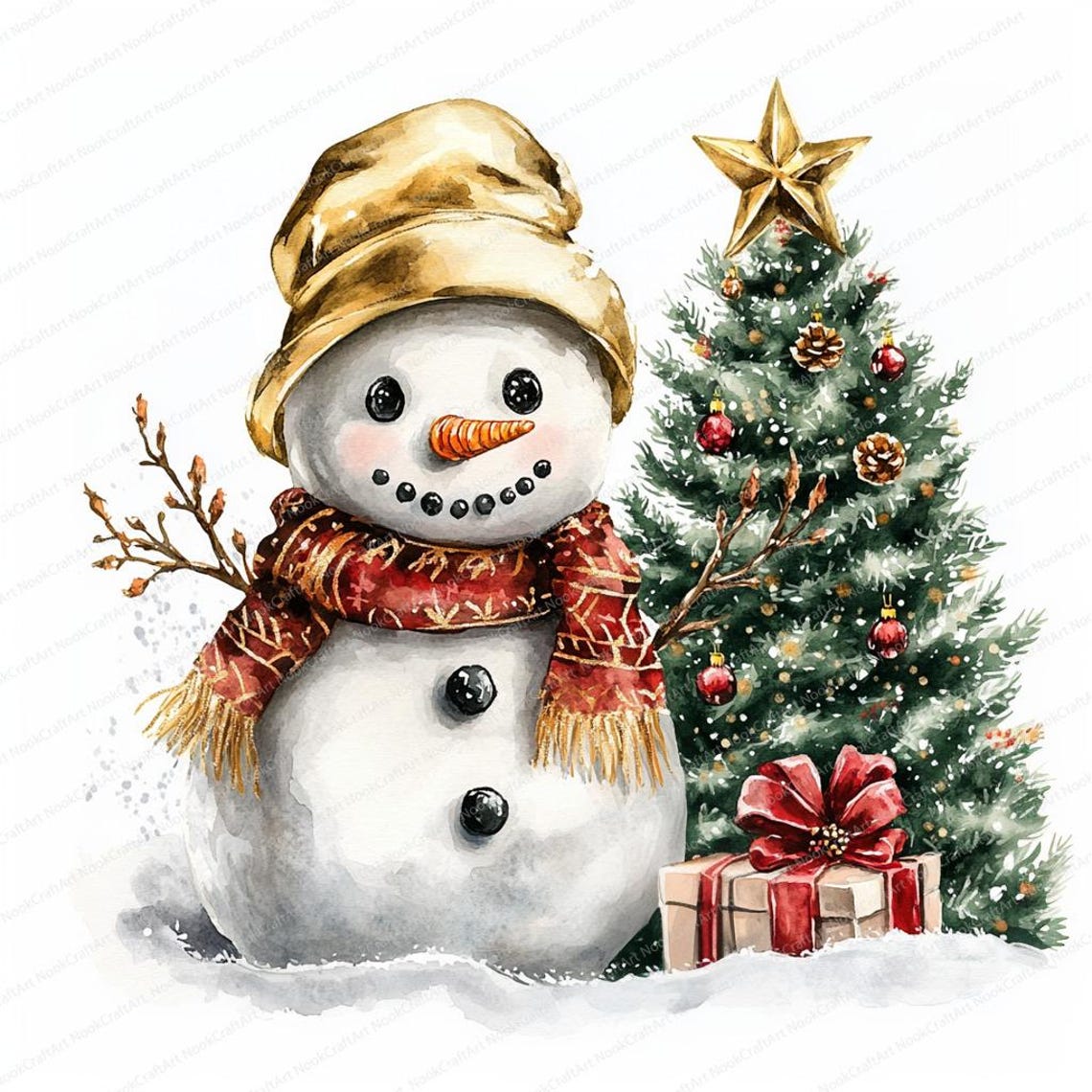 20 Golden Snowman Clipart | Sparkling Winter Decor | Printable ...