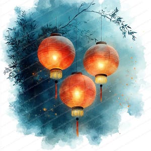 13 Chinese Lantern Clipart Collection | Oriental Festival Bundle ...