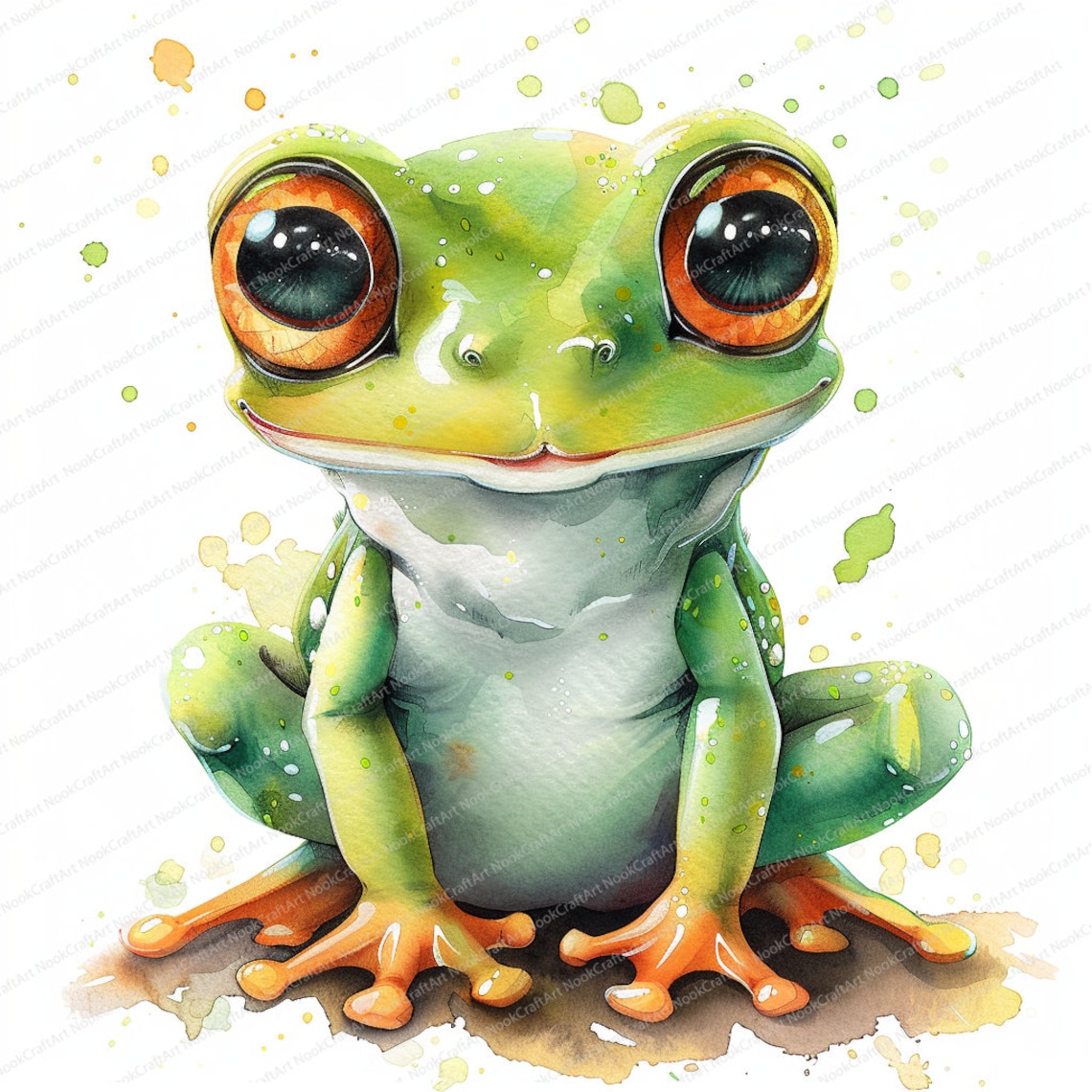 14 Watercolor Frog Clipart Cute Baby Frog Printable Watercolor Clipart ...