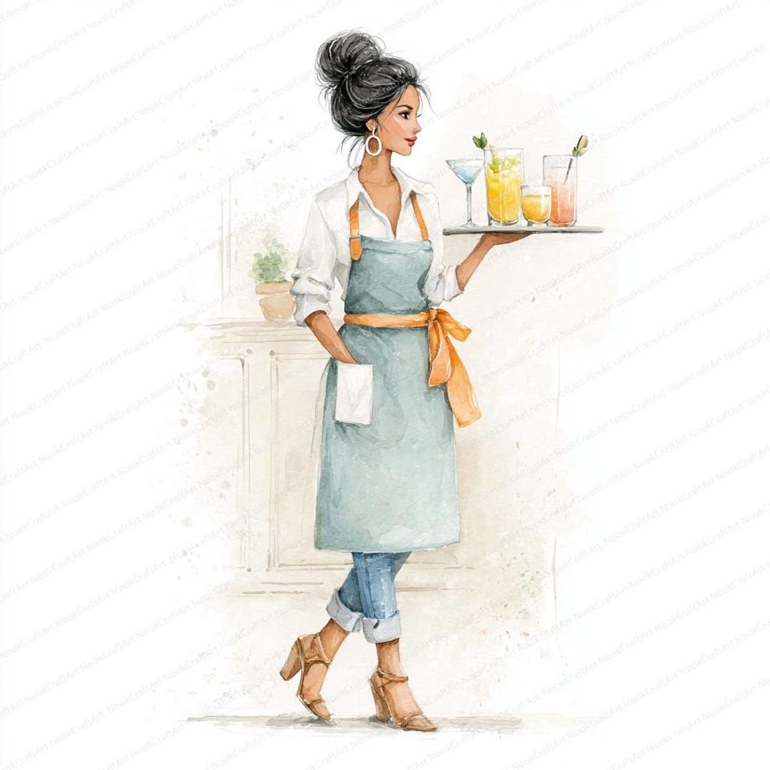 18 Waitress Clipart Set | Restaurant Service Graphics | Printable ...