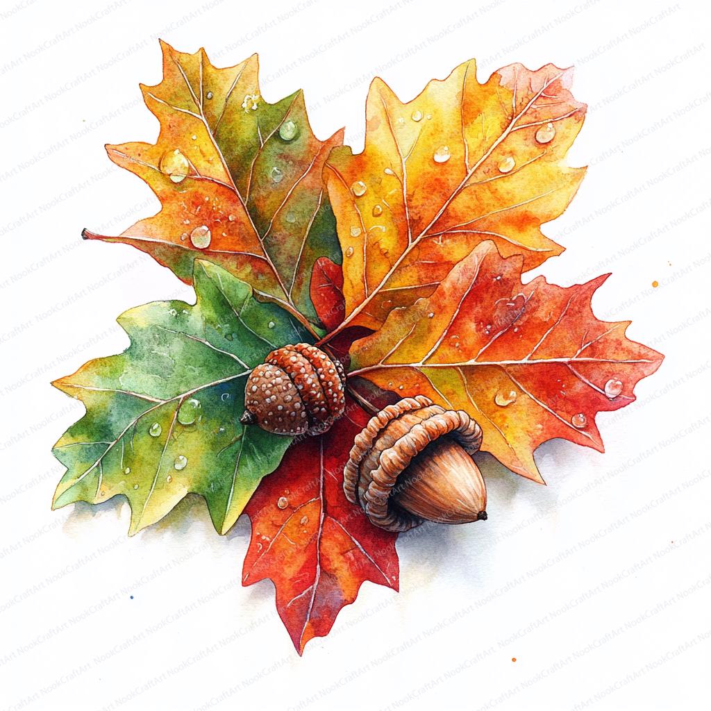 24 Oak Leaves and Acorns Clipart | Nature-inspired Autumn Graphics ...