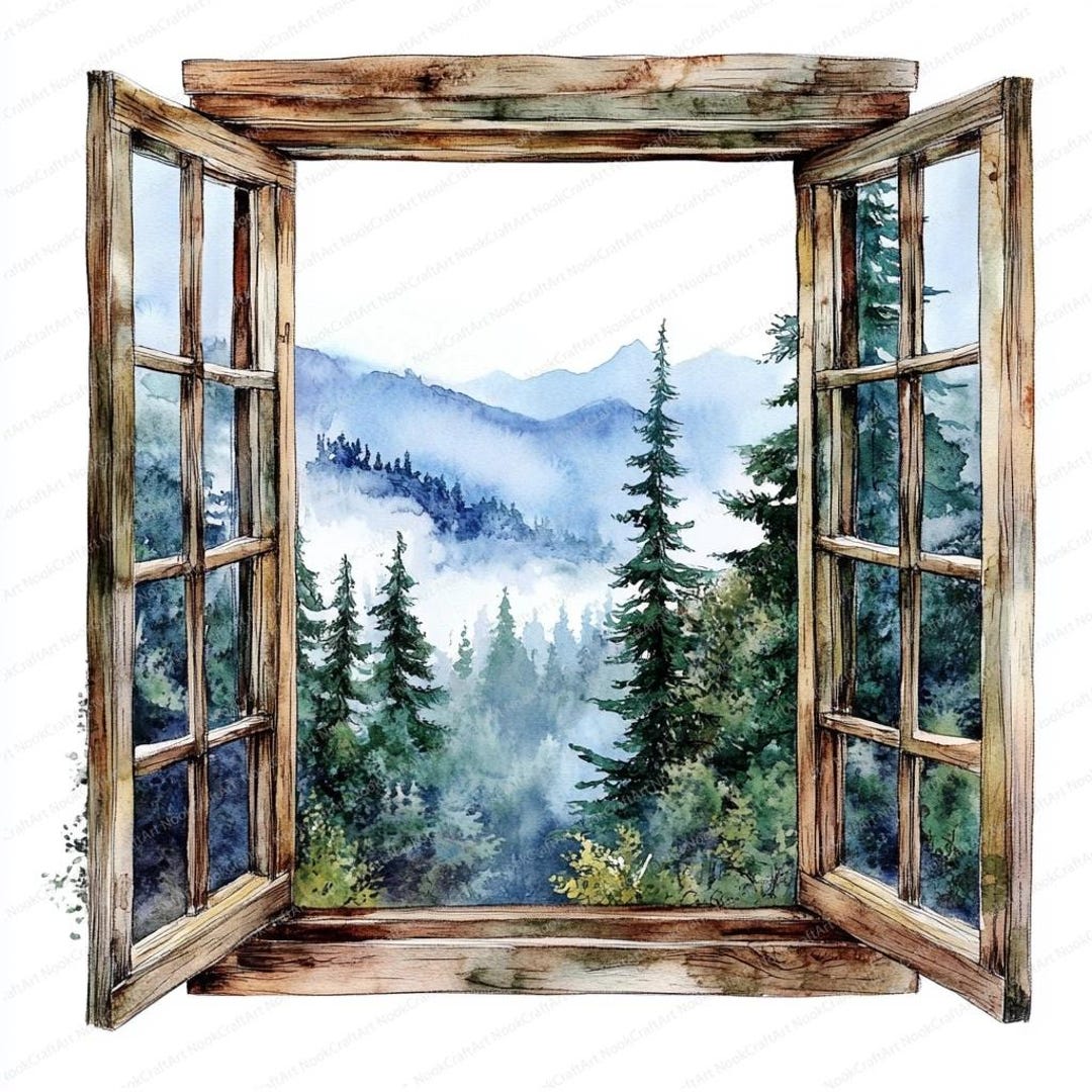 20 Window Forest View Clipart | Scenic Window Overlooking Forest ...