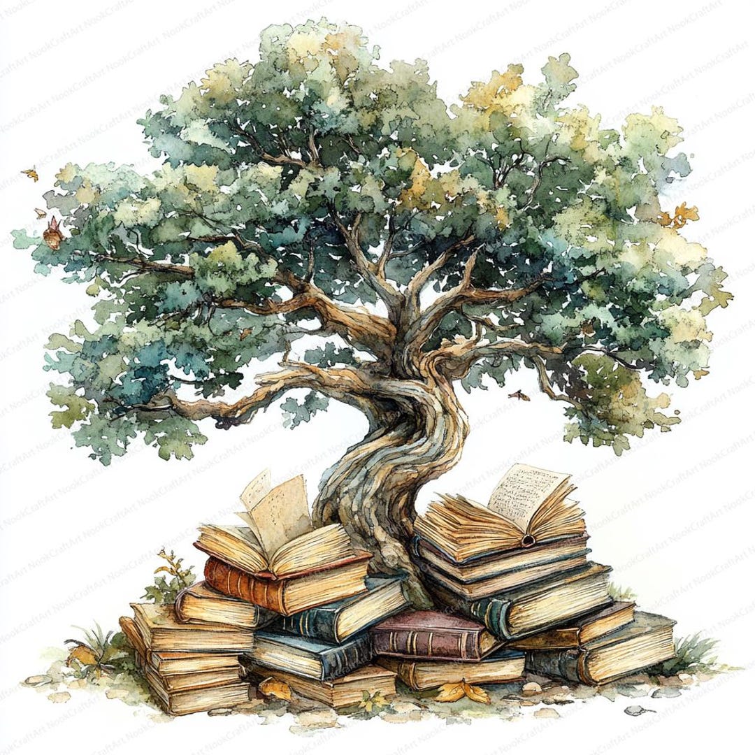 21 Book Tree Clipart | Whimsical Reading Graphics | Printable ...