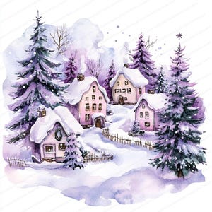 14 Christmas Card Clipart | Winter Homes Greeting Card | Printable ...