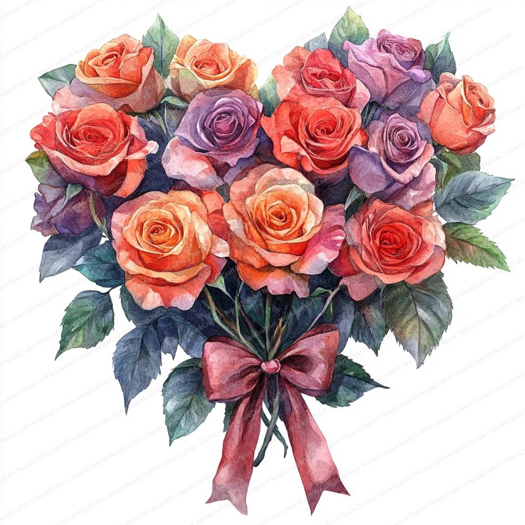 20 Heart Shaped Flowers Clipart | Romantic Floral Design Collection ...