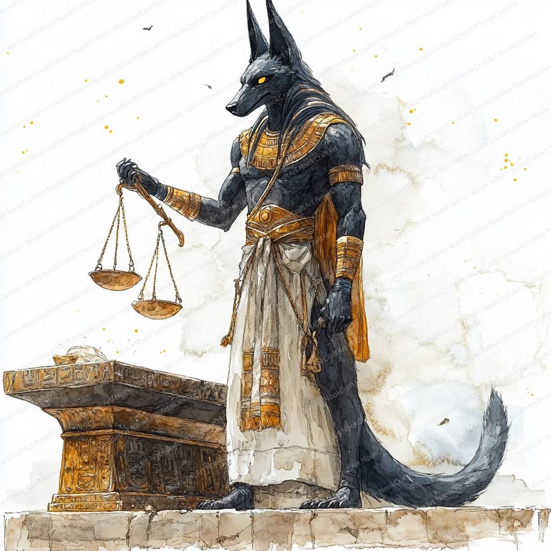 21 Ancient Egyptian Anubis Clipart | Mythical God Illustration Set ...