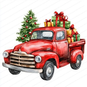 18 Watercolor Winter Truck Clipart | Christmas Clipart | High Quality ...