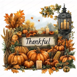 14 Fall Thanksgiving Clipart | Autumn Harvest | Printable Watercolor ...