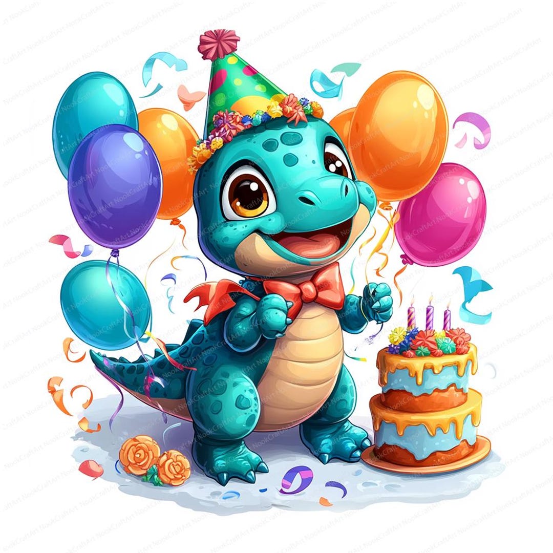 16 Cute Dinosaur Clipart | Birthday Party Clipart Bundle | Printable ...