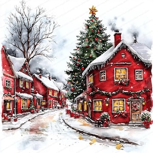 16 Clipart Winter Scenes | Snowy Landscapes Clipart Bundle | Printable ...