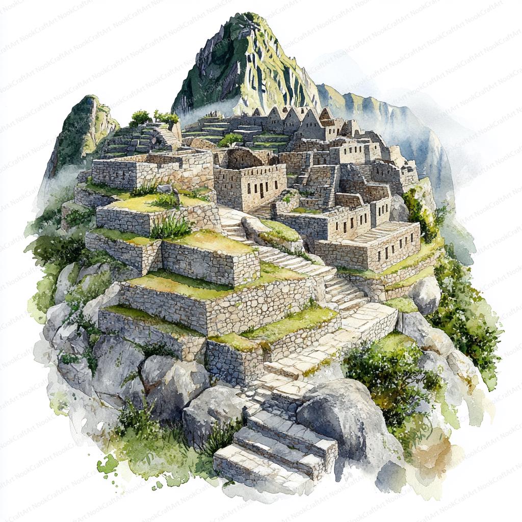 24 Machu Picchu Scenic Clipart | Ancient Incan Ruins Illustration ...