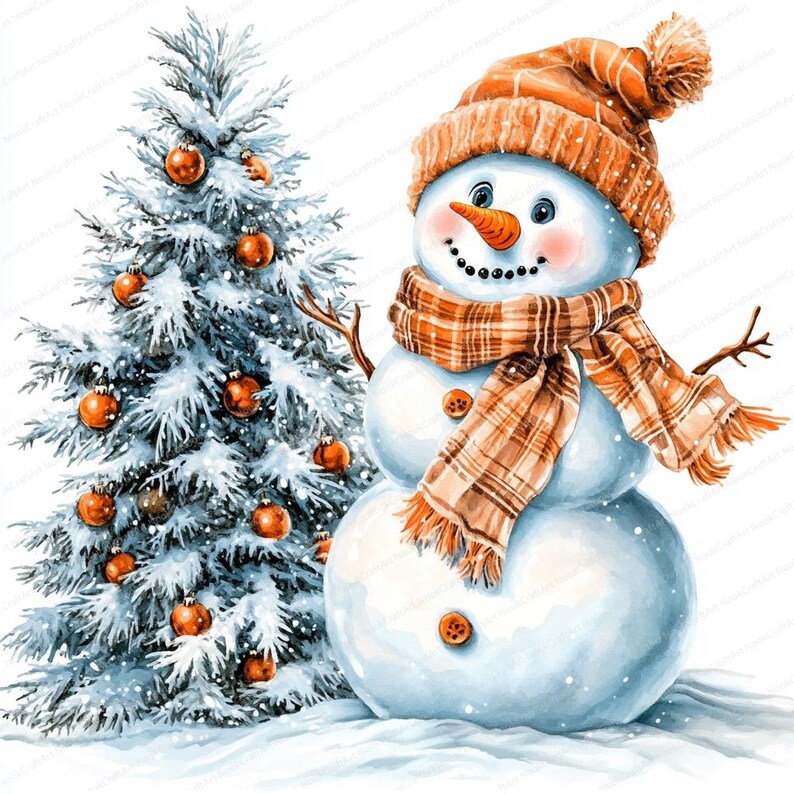 18 Christmas Tree and Snowman Clipart | Festive Snowmen | Printable ...