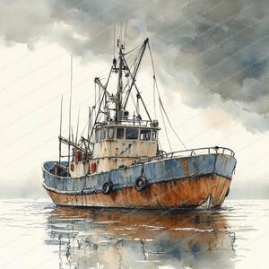 20 Fishing Trawlers Clipart | Colorful Fishing Boats Illustrations ...