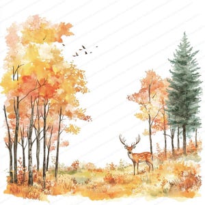 20 Autumn Forest Clip Art Set | Watercolor Landscape Clipart | High ...