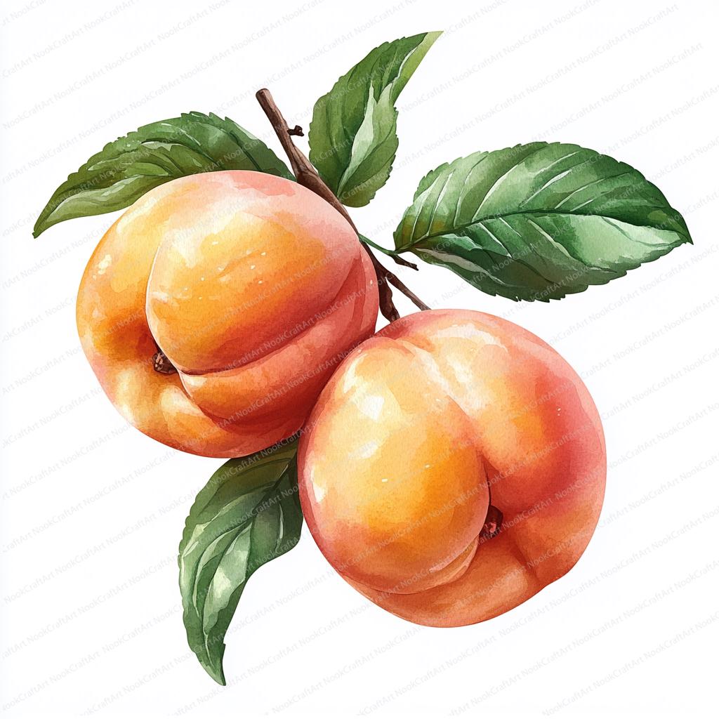 20 Peaches Clipart | Summer Fruit Watercolor Images | Printable Jpgs ...