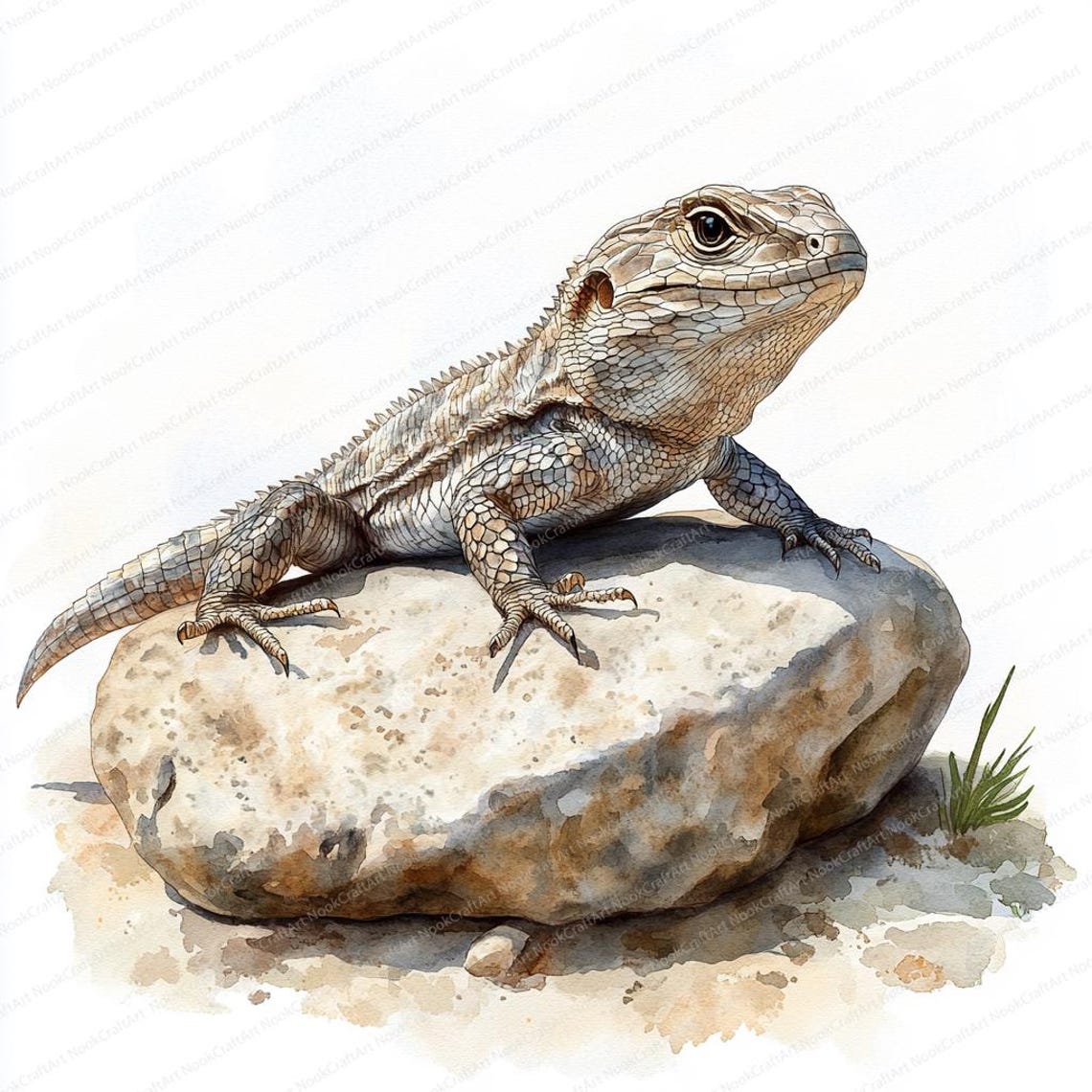 21 Lizard on a Rock Clipart | Nature Reptile Digital Art | Printable ...