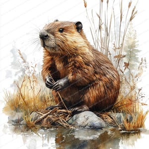 21 Beaver Dam Building Clipart | Woodland Animal Construction Art ...