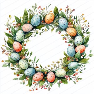 20 Easter Floral Egg Wreath Clipart | Spring Holiday Graphic Design ...