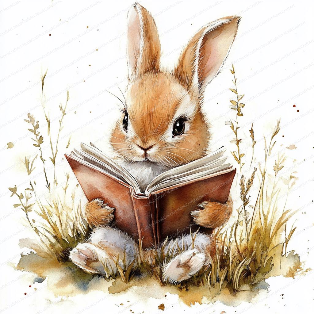 17 Bunny Reading Book Clipart | Cute Bunny Clipart | Printable ...
