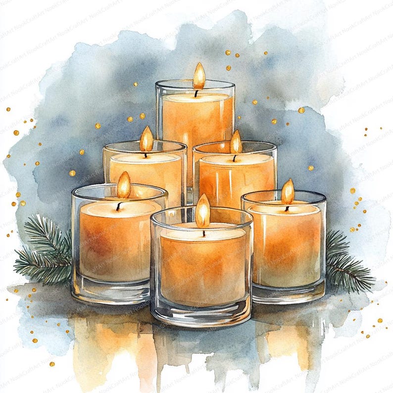 22 Gold Spark Candles Clipart | Glittering Candle Graphics | Printable ...