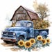14 Rustic Blue Farm Truck Clipart | Old Farm Truck | Printable ...