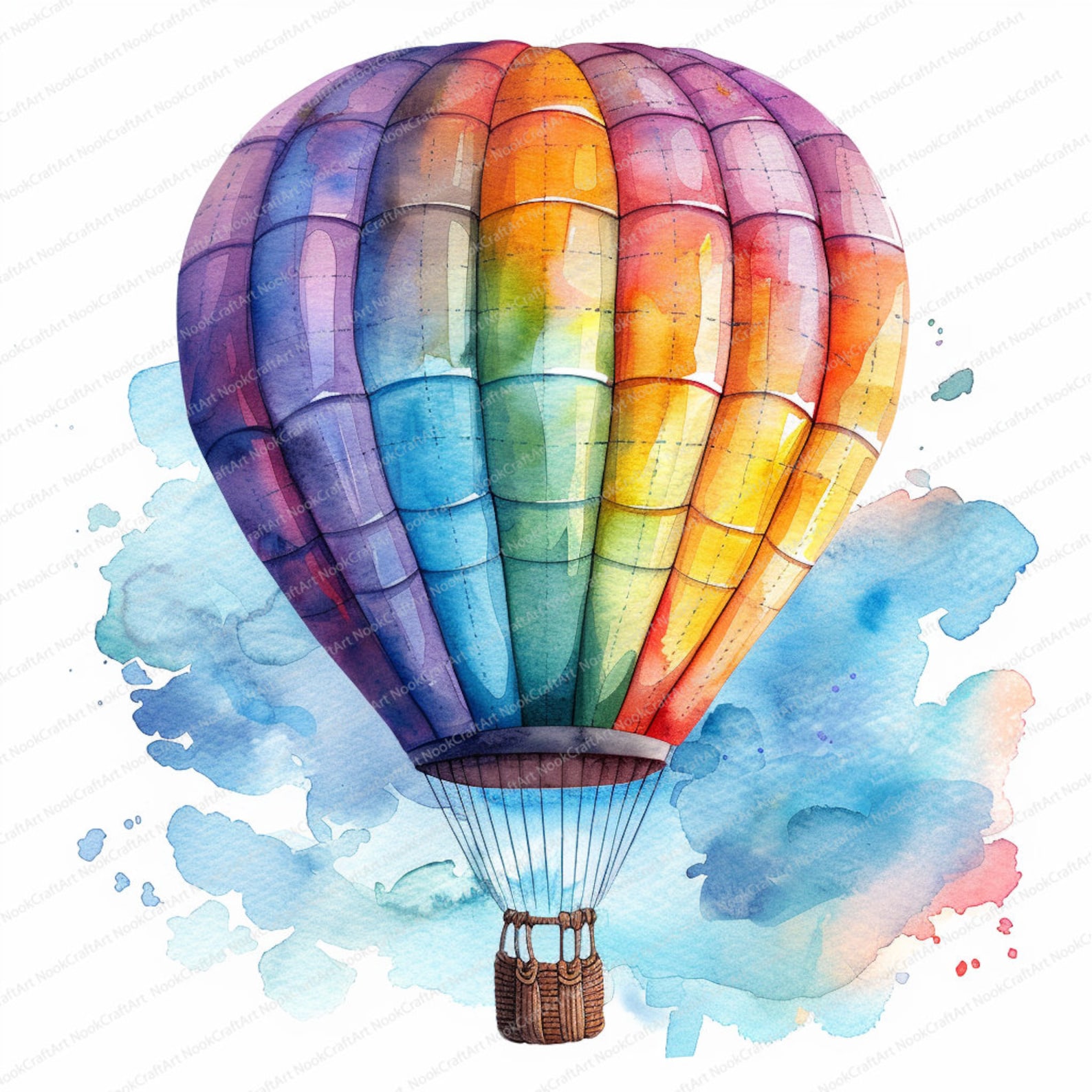 12 Watercolor Hot Air Balloon Clipart Printable Watercolor Clipart High ...