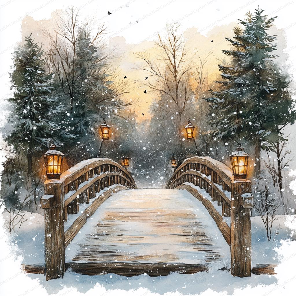 23 Sparkling Snow Bridge Clipart | Enchanting Winter Landscape ...