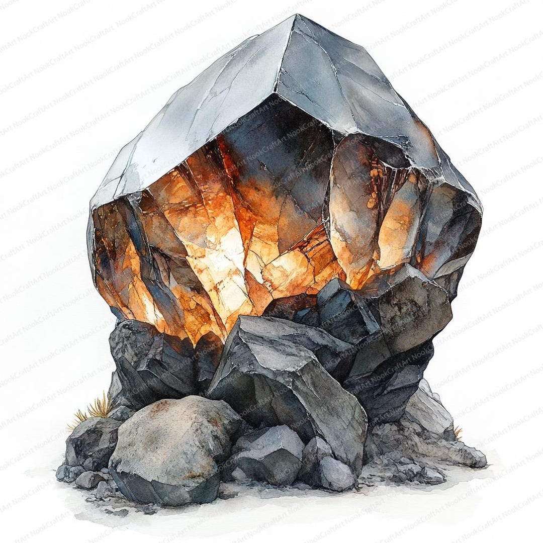 24 Reflective Meteorite Clipart | Faceted Cosmic Graphics | Printable ...