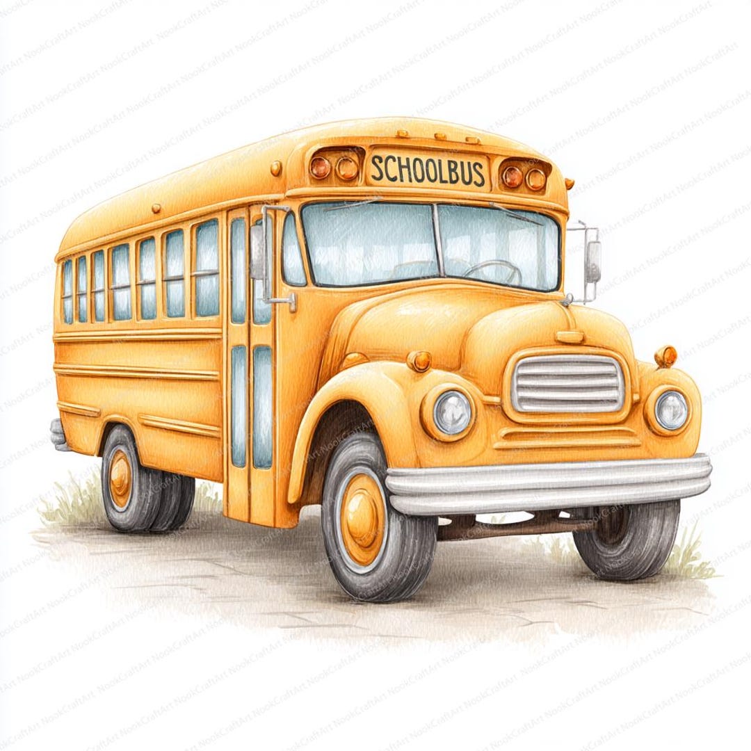21 Yellow School Bus Clipart | Classic Education Vehicle Illustration ...