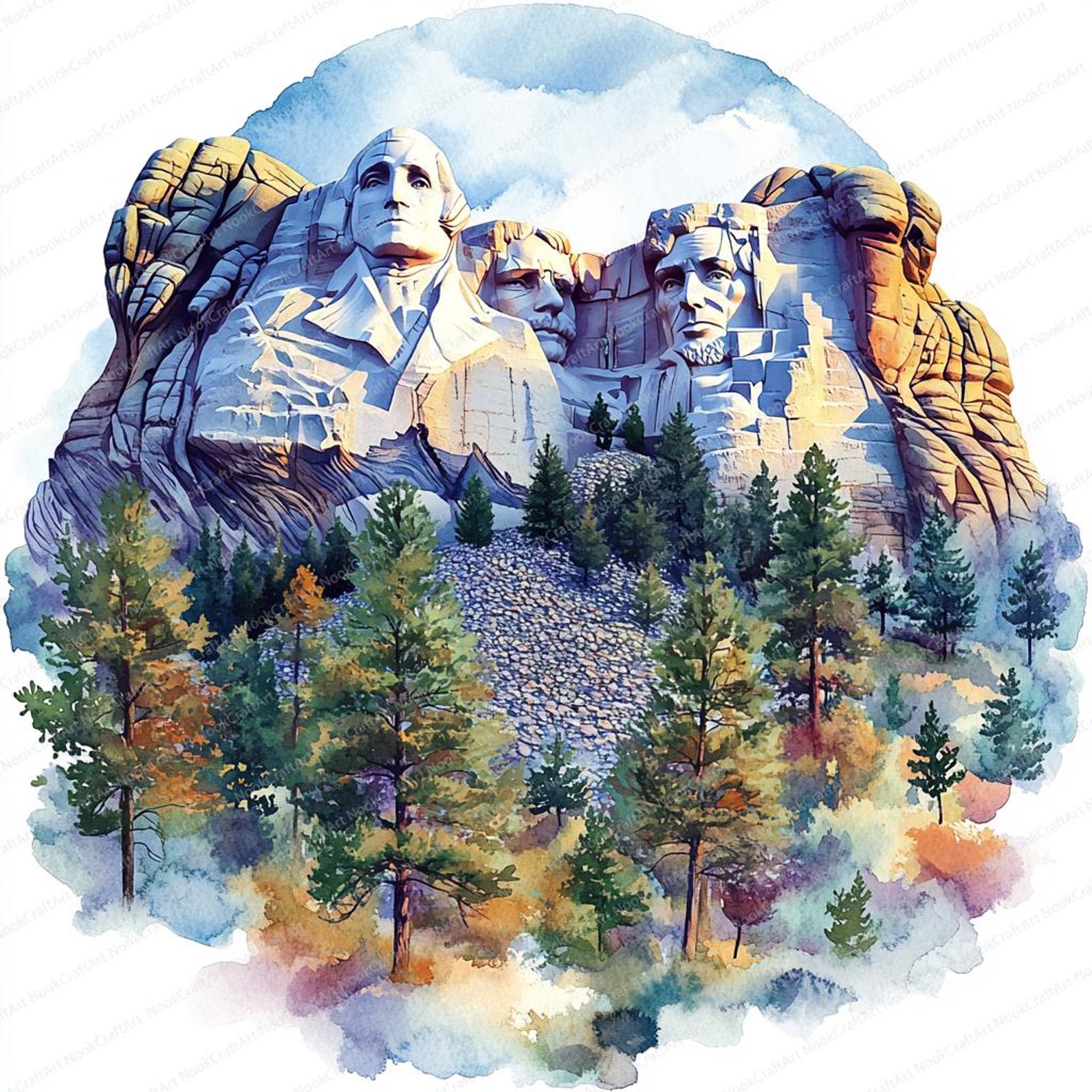 24 Mount Rushmore Clipart | Iconic Monument Illustration Set ...