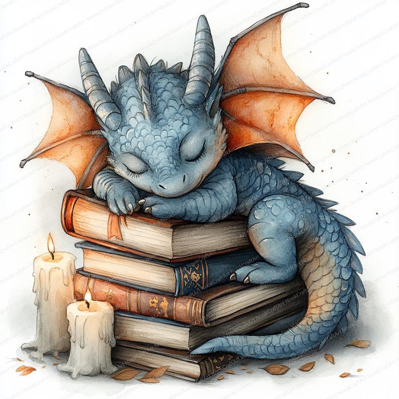 18 Fantasy Dragon Clipart | Dreamy Book Guardian Illustrations ...