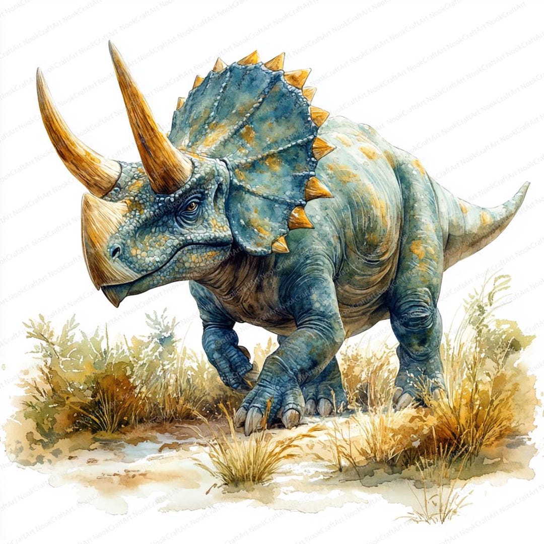 20 Triceratops Grazing Clipart | Prehistoric Dinosaur Illustration ...