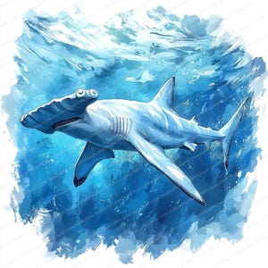 18 Hammerhead Shark Clipart | Ocean Adventure Illustration | Printable ...
