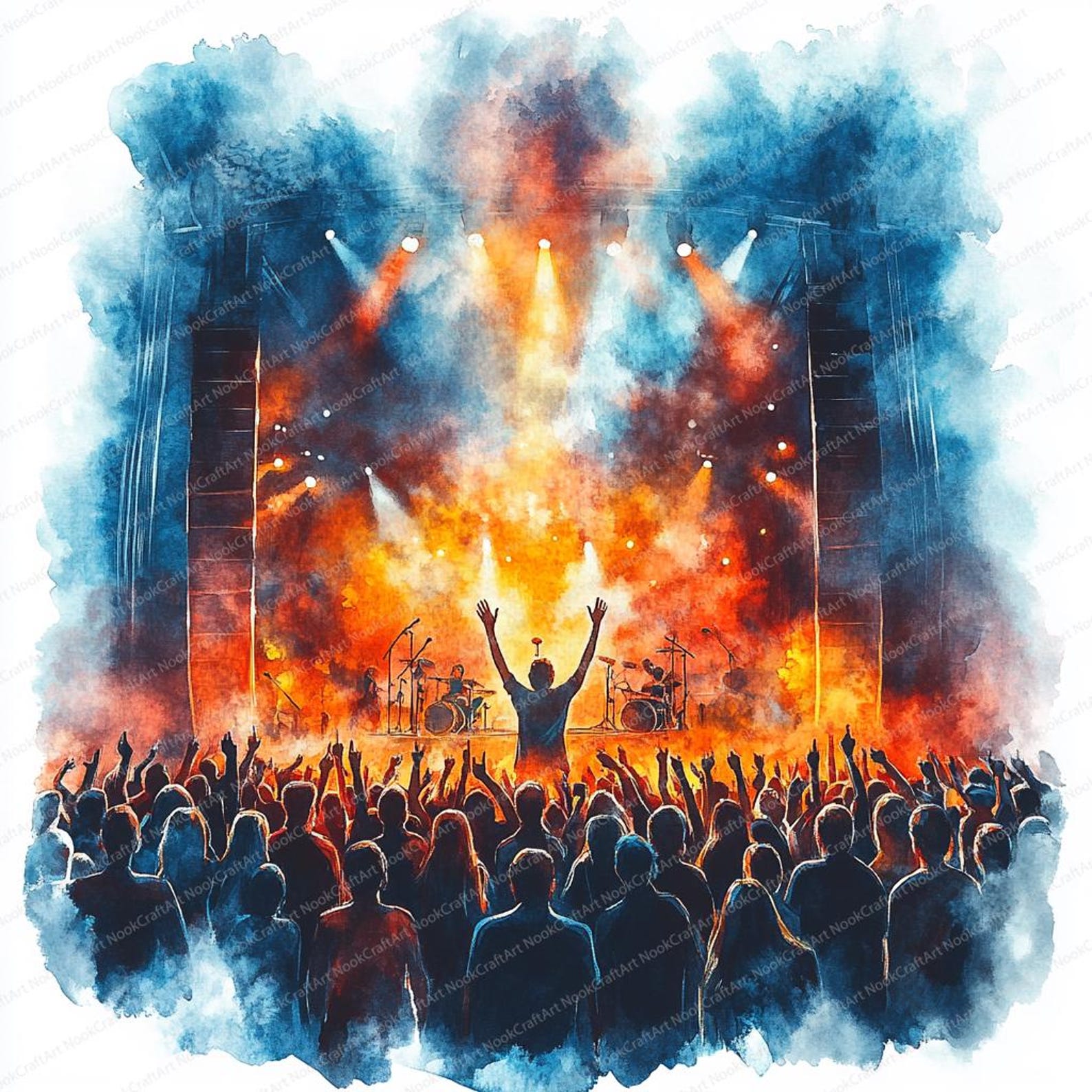 15 Concert Crowd Clipart | Hands Raised Festival Vibes | Printable ...