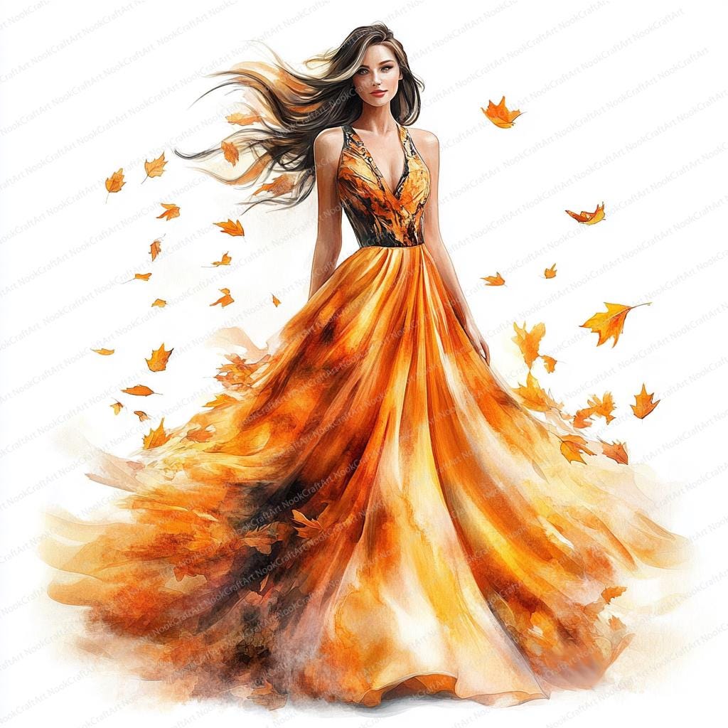 16 Woman in Fall Outfit Clipart | Autumn Fashion Designs | Printable ...