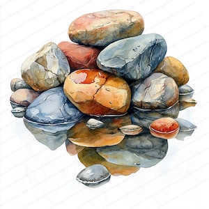 23 River Stones Clipart | Natural Water Graphics| Printable Watercolor ...