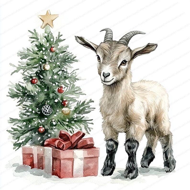 18 Goat Kid Clipart | Christmas Goat | Printable Watercolor Clipart ...