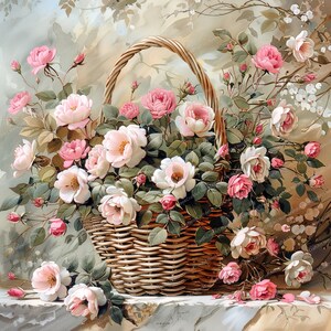 12 Roses in a Baske Clipart | Flowers in the Basket | Printable ...