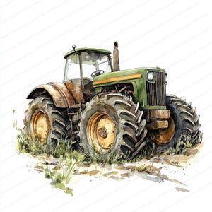20 Rusty Tractors Clipart Vintage Farm Equipment Printable Watercolor ...