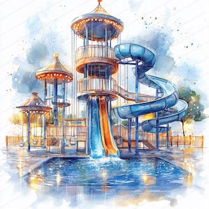 20 Water Ride Clipart Fun | Swings and Slides Adventure | Printable ...