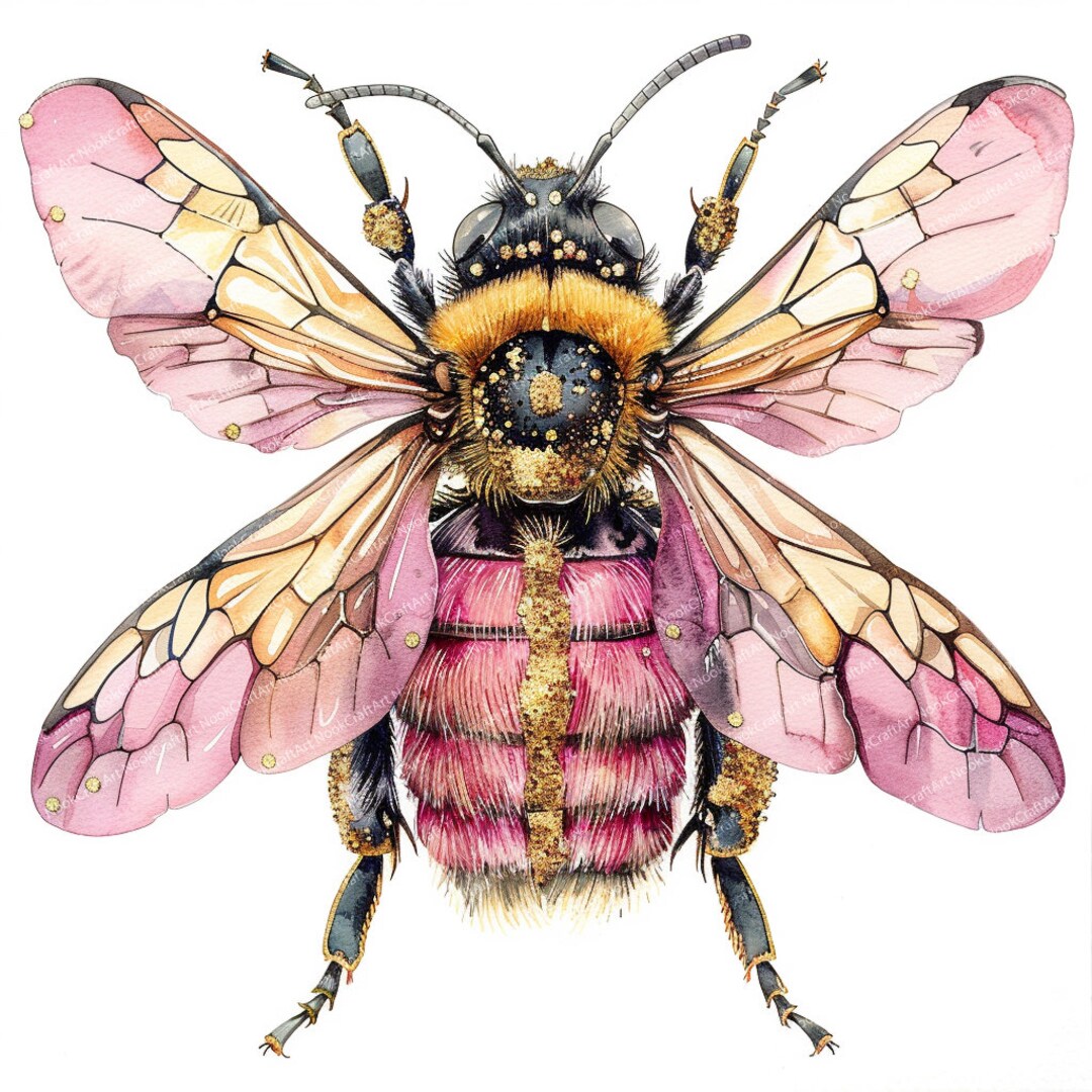 10 Pink Bee | Bee Print Clipart | Watercolor Clipart | High Quality ...