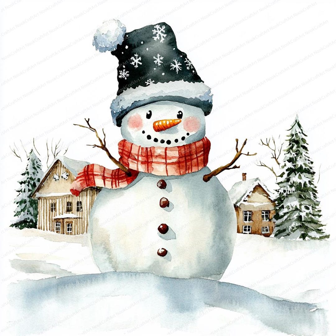20 Winter Snowmen Clipart | Christmas Snowman | Printable Watercolor ...