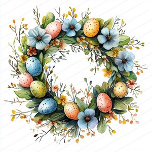 20 Easter Floral Egg Wreath Clipart | Spring Holiday Graphic Design ...