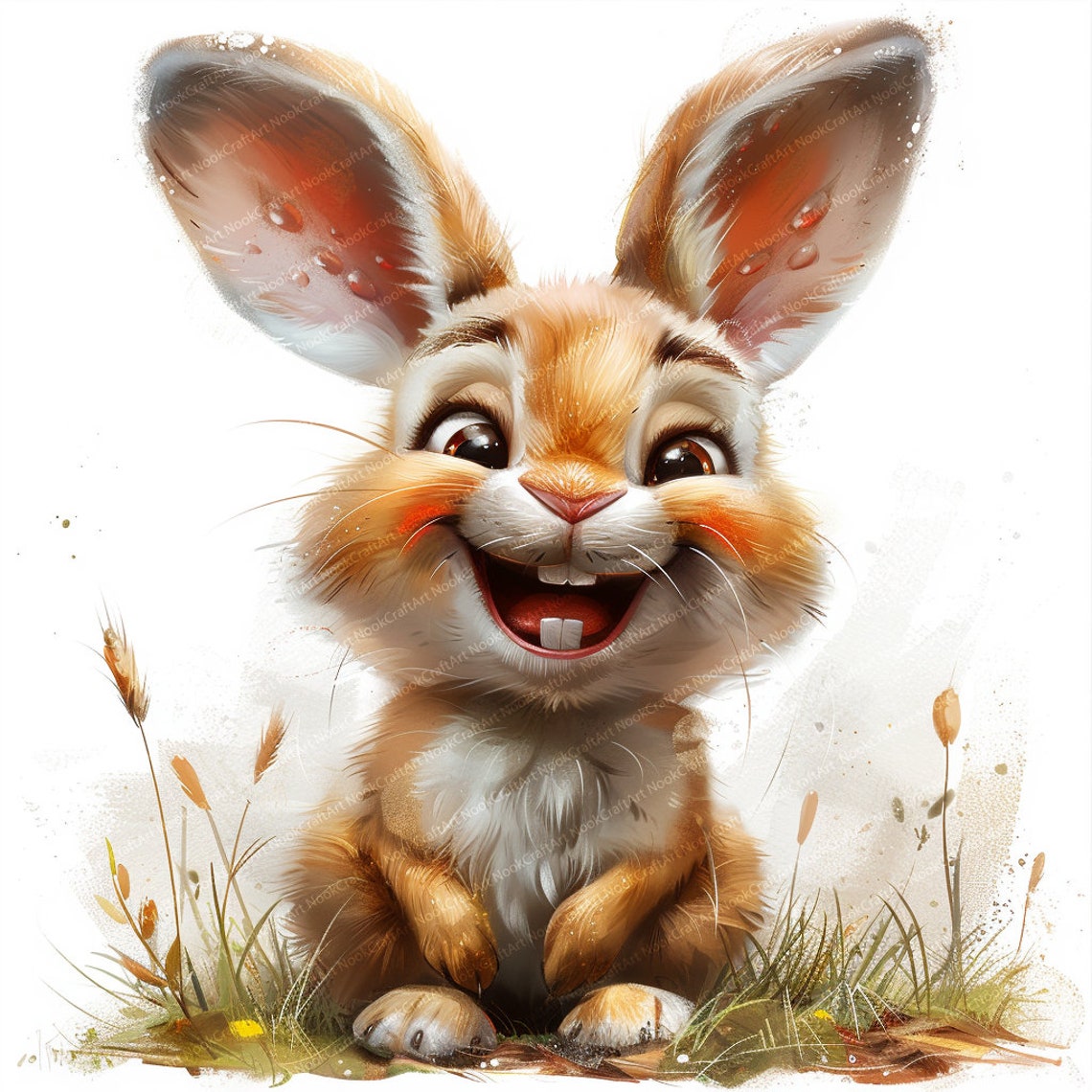 12 Hare Clipart Happy Hares Printable Watercolor Clipart Rabbit High ...