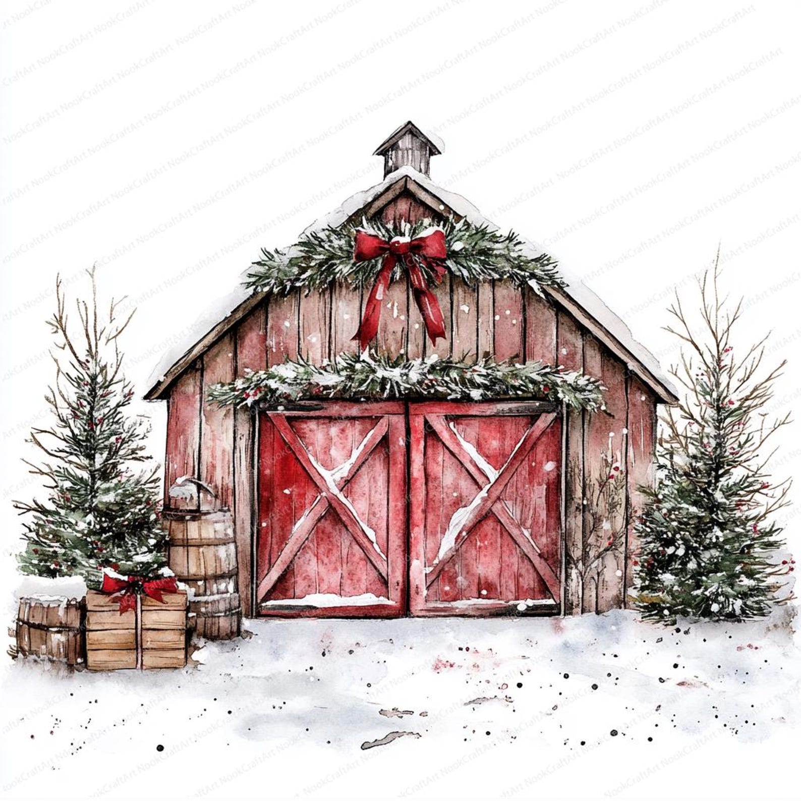18 Christmas Barn Clipart | Festive Farmyard Barn | Printable Clipart ...