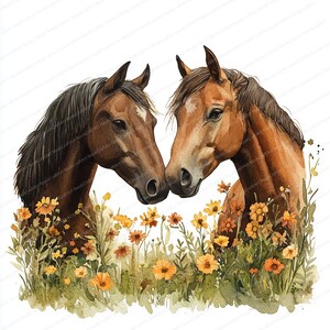 18 Horse Nose Nuzzle Clipart | Two Horses in Affection Art | Printable ...