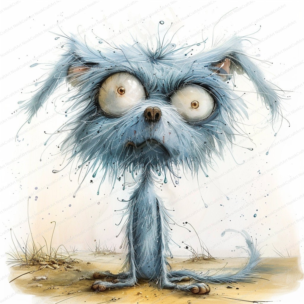 Frazzled Dog Clip Art 12 High Res Watercolor Printable Watercolor ...